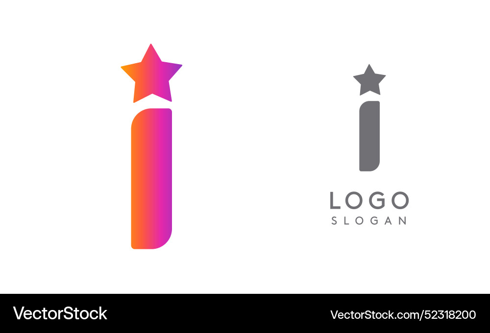 Letter i star vibrant gradient colored logo Vector Image