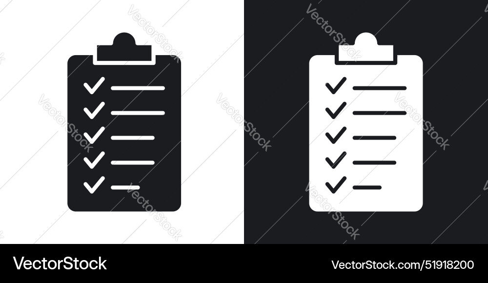 List check icon set in solid black and white color