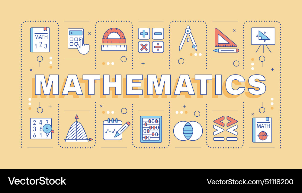 Mathematics Word Concept - Orange Royalty Free Vector Image