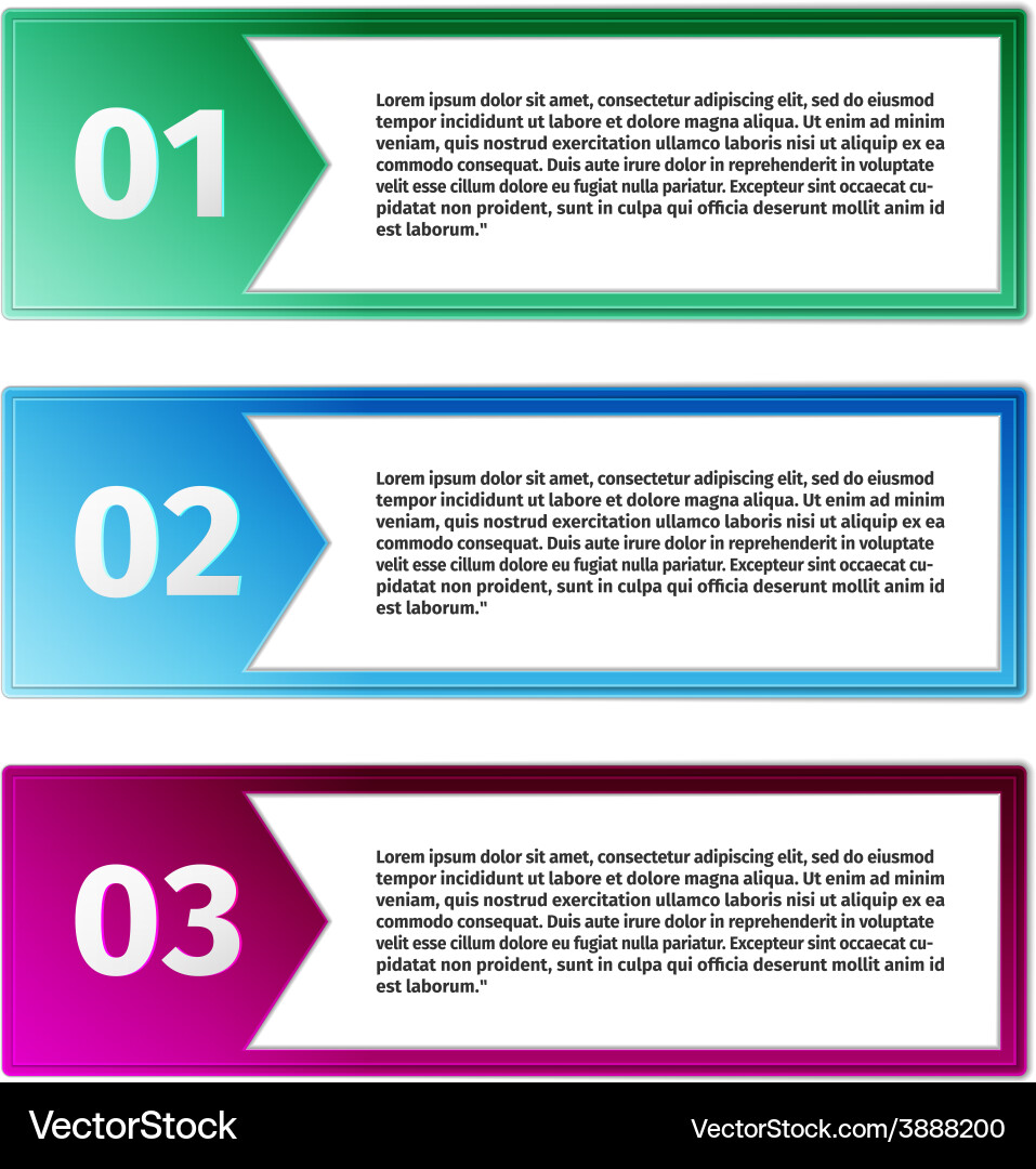 Progress icons for three steps Royalty Free Vector Image