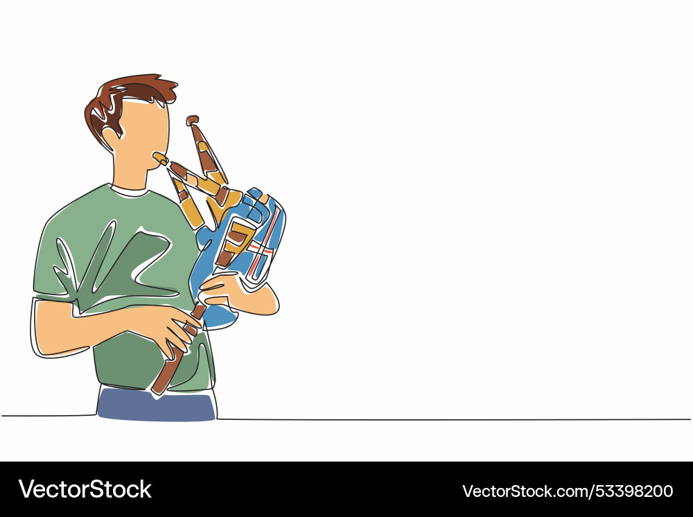 Single one line drawing a young energetic man Vector Image