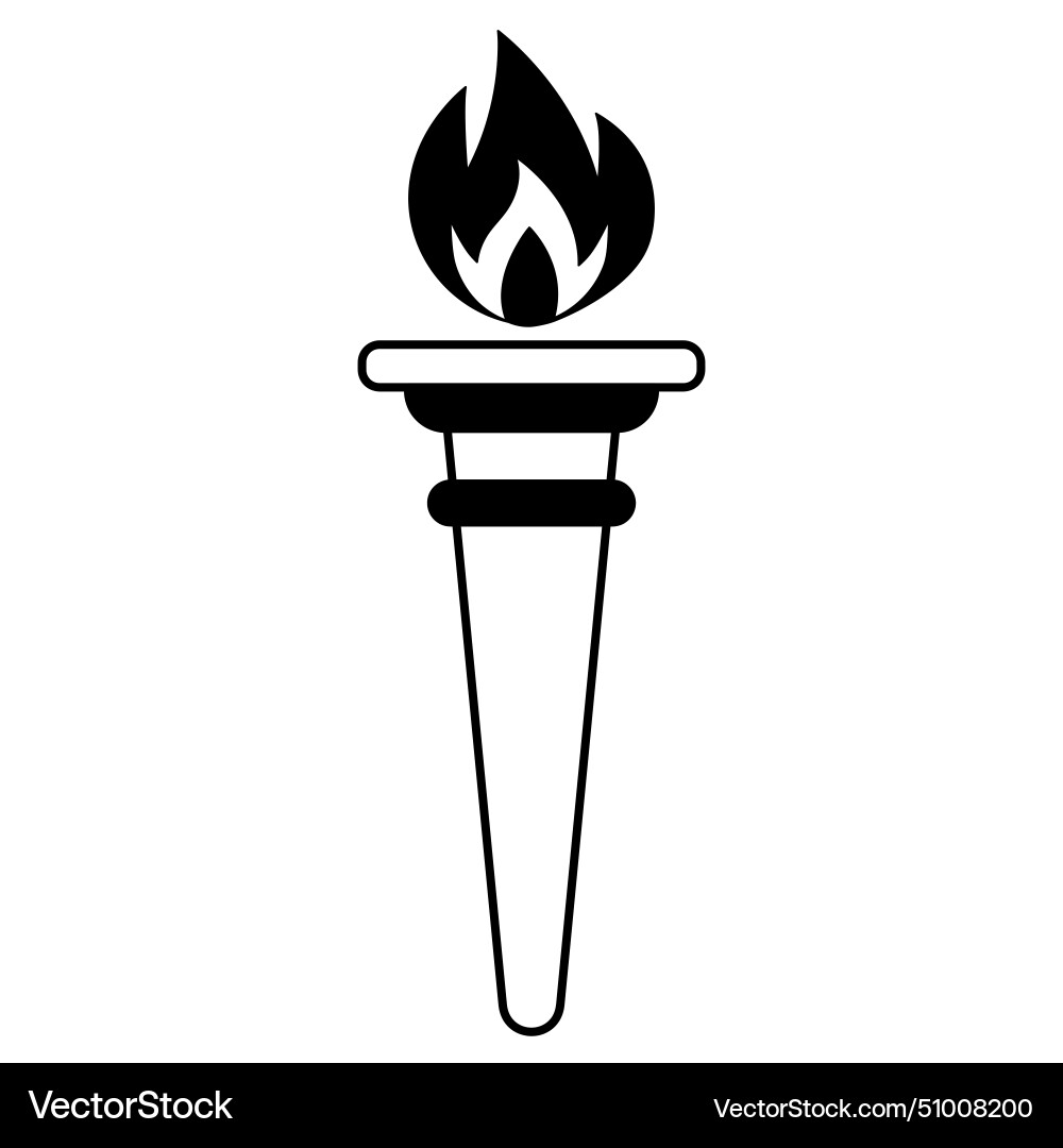 Torch with fire line icon Royalty Free Vector Image