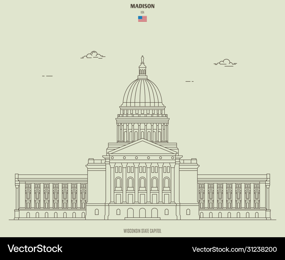 Wisconsin State Capitol, Madison Royalty Free Vector Image