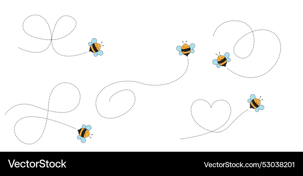 Bees in motion captivating dotted lines trace Vector Image