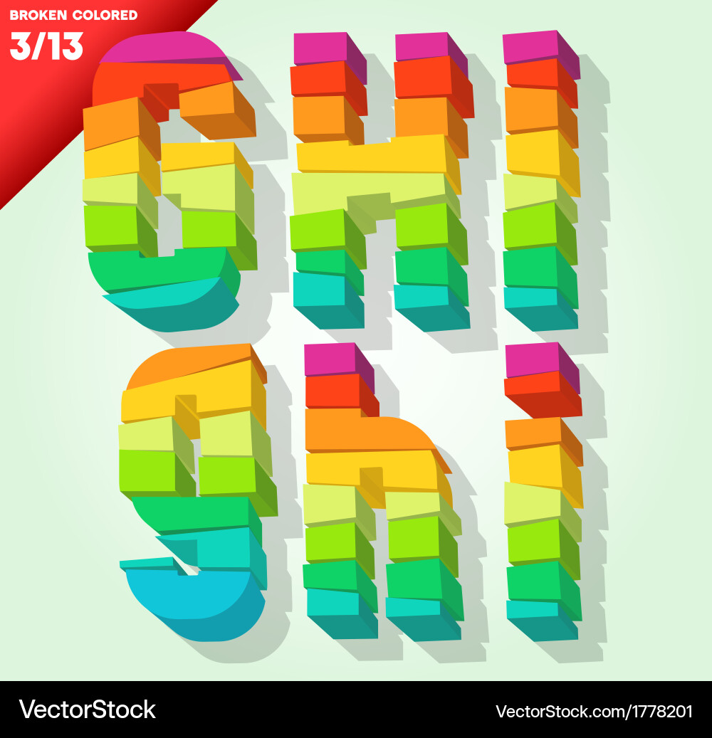 Broken colorful alphabet Royalty Free Vector Image