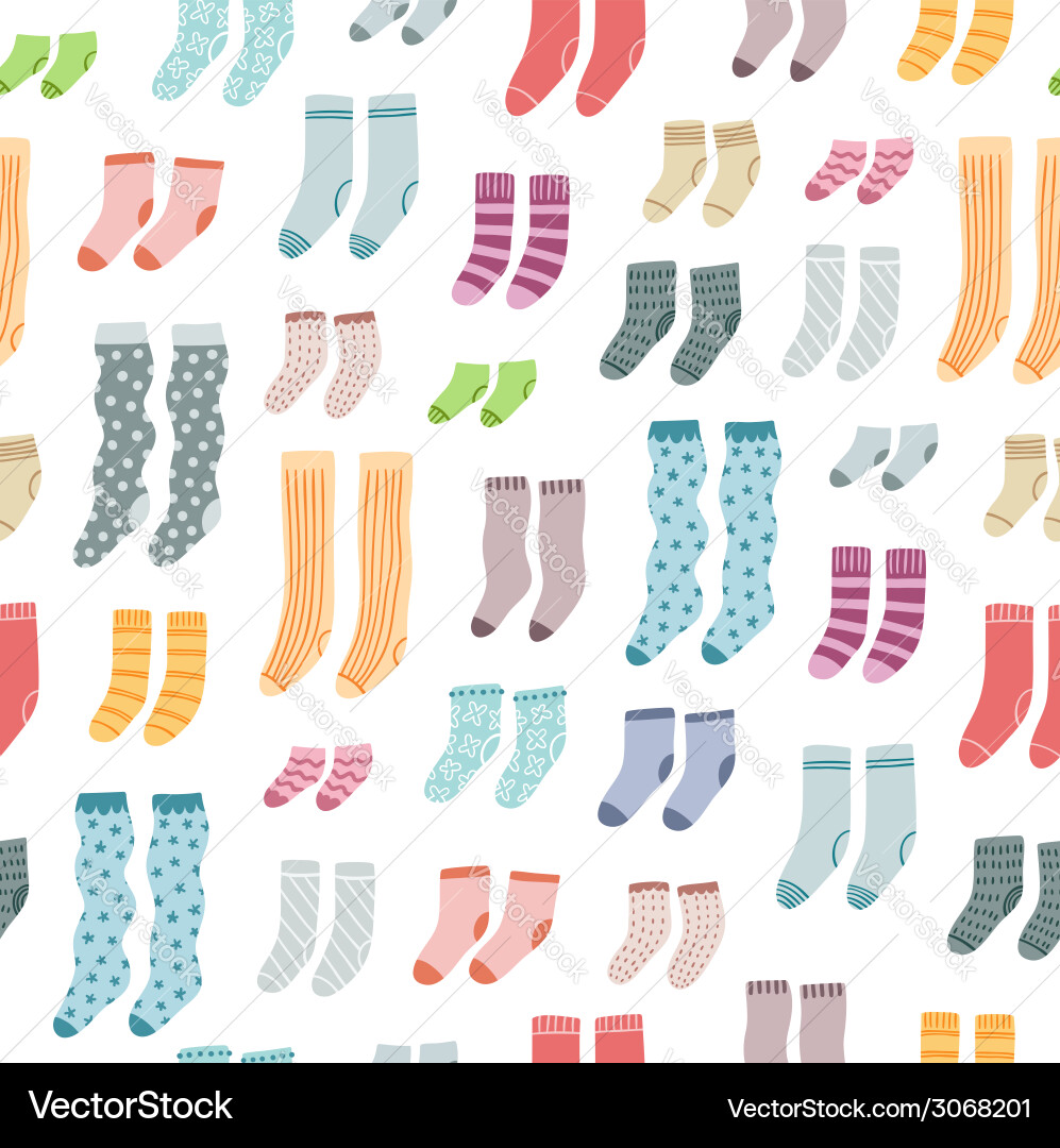 Colorful socks seamless pattern Royalty Free Vector Image
