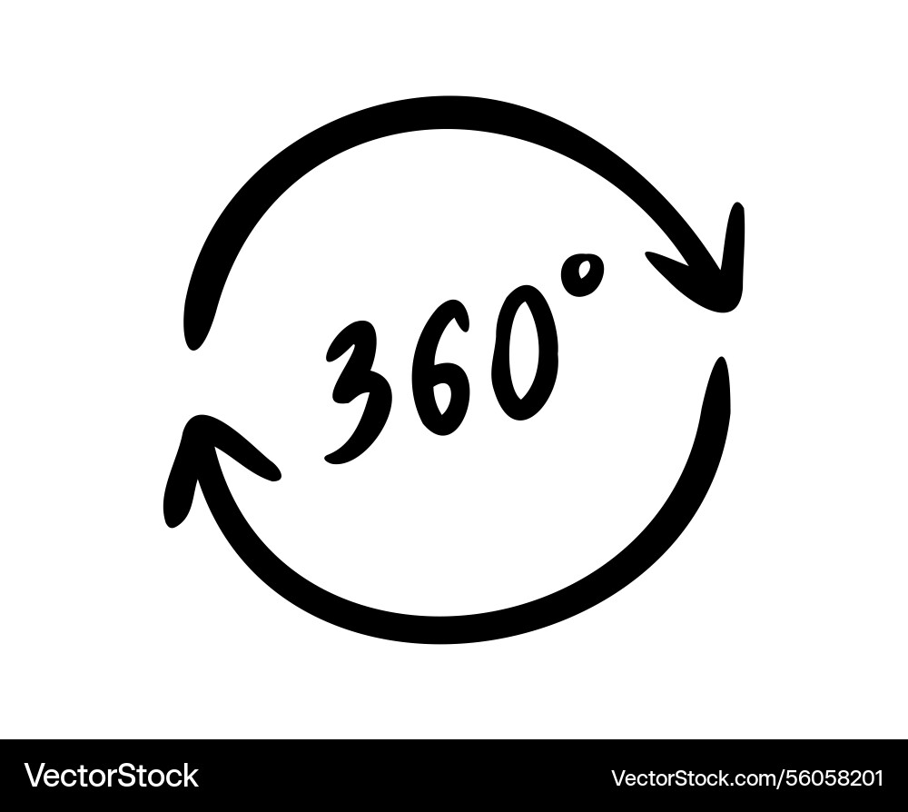 Doodle 360 degree hand drawn outline style Vector Image
