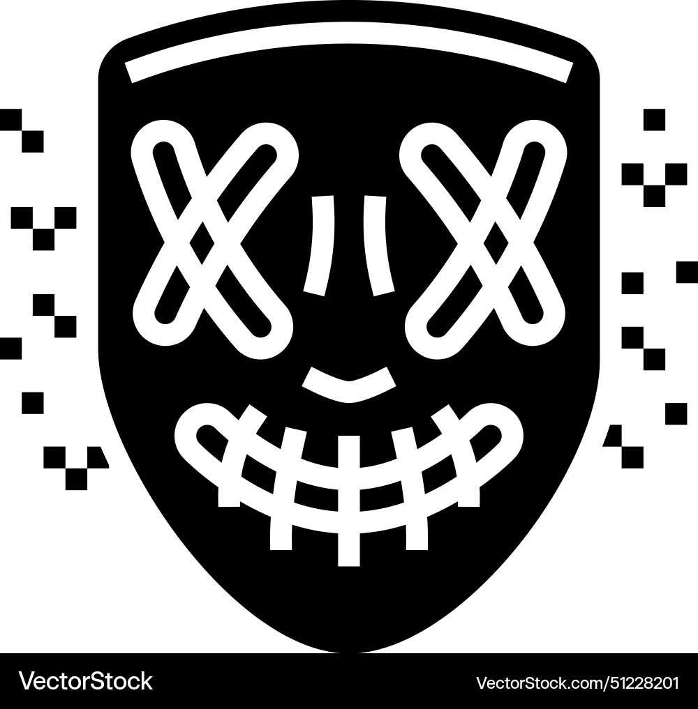 Hacker mask cyberpunk glyph icon Royalty Free Vector Image