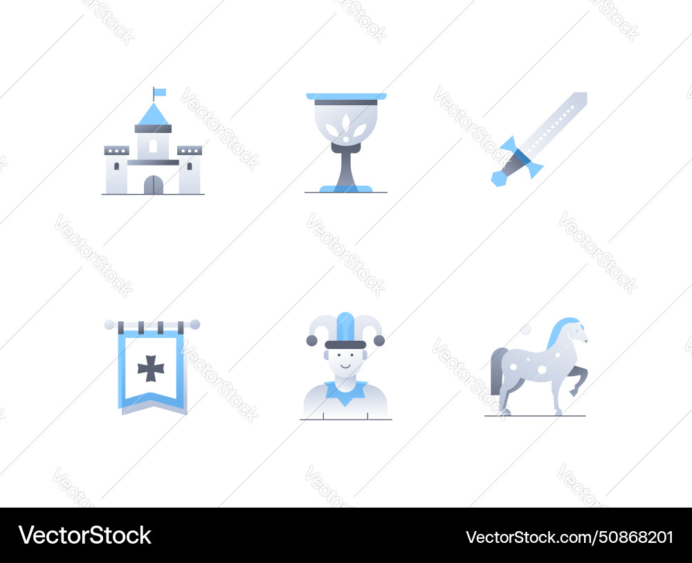 Medieval kingdom and history - flat design style Vector Image