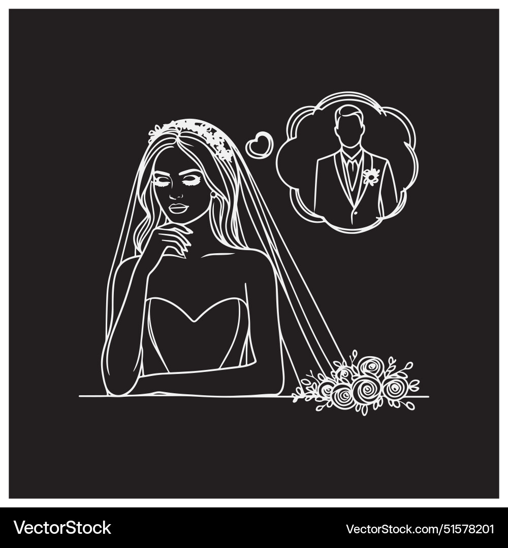 One continuous drawn line wedding from Royalty Free Vector
