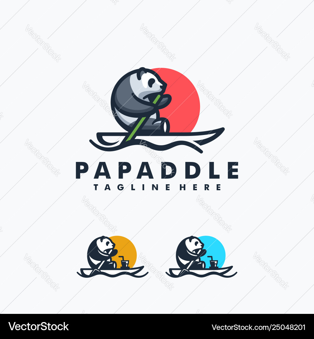 Panda paddle design concept template Royalty Free Vector