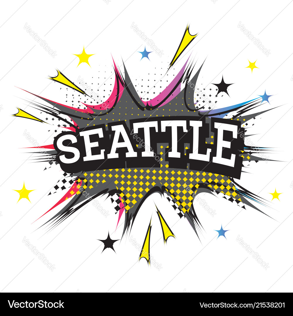Seattle Comic Text im Pop-Art-Stil Lizenzfreies Vektorbild