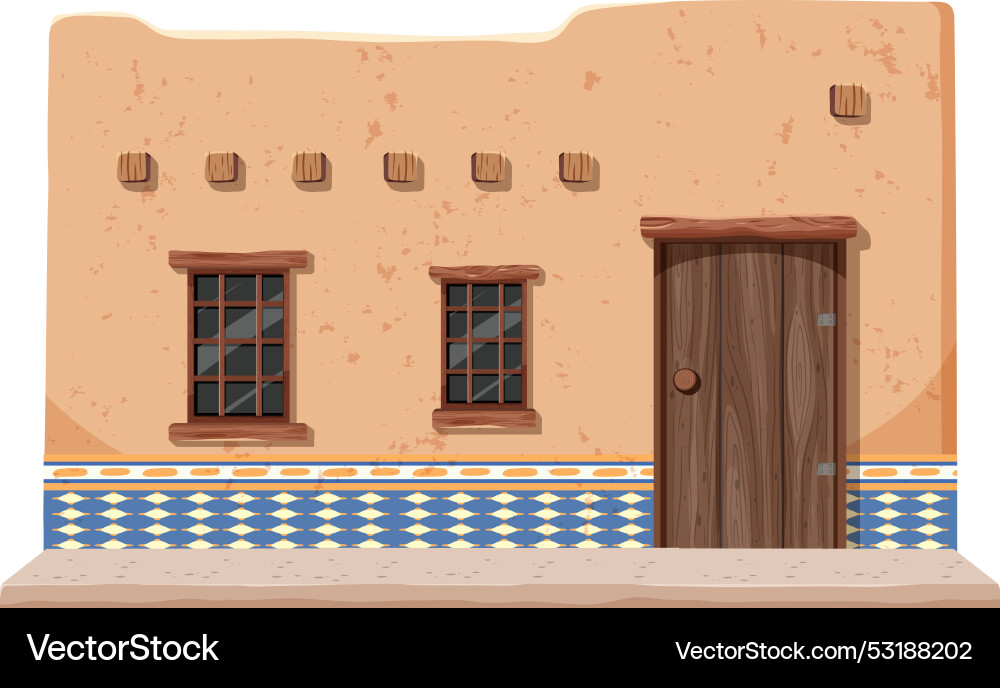 A rustic mexican adobe house Royalty Free Vector Image