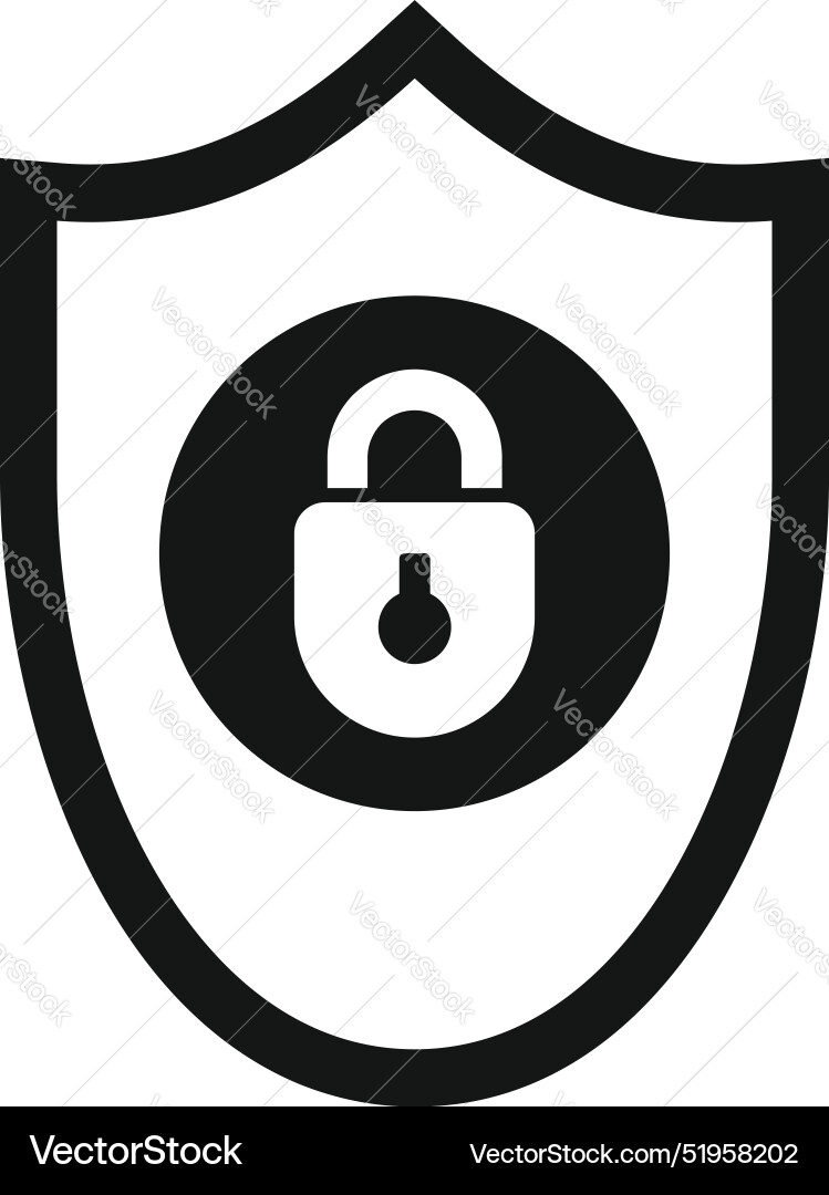 Black and white shield protecting padlock icon Vector Image