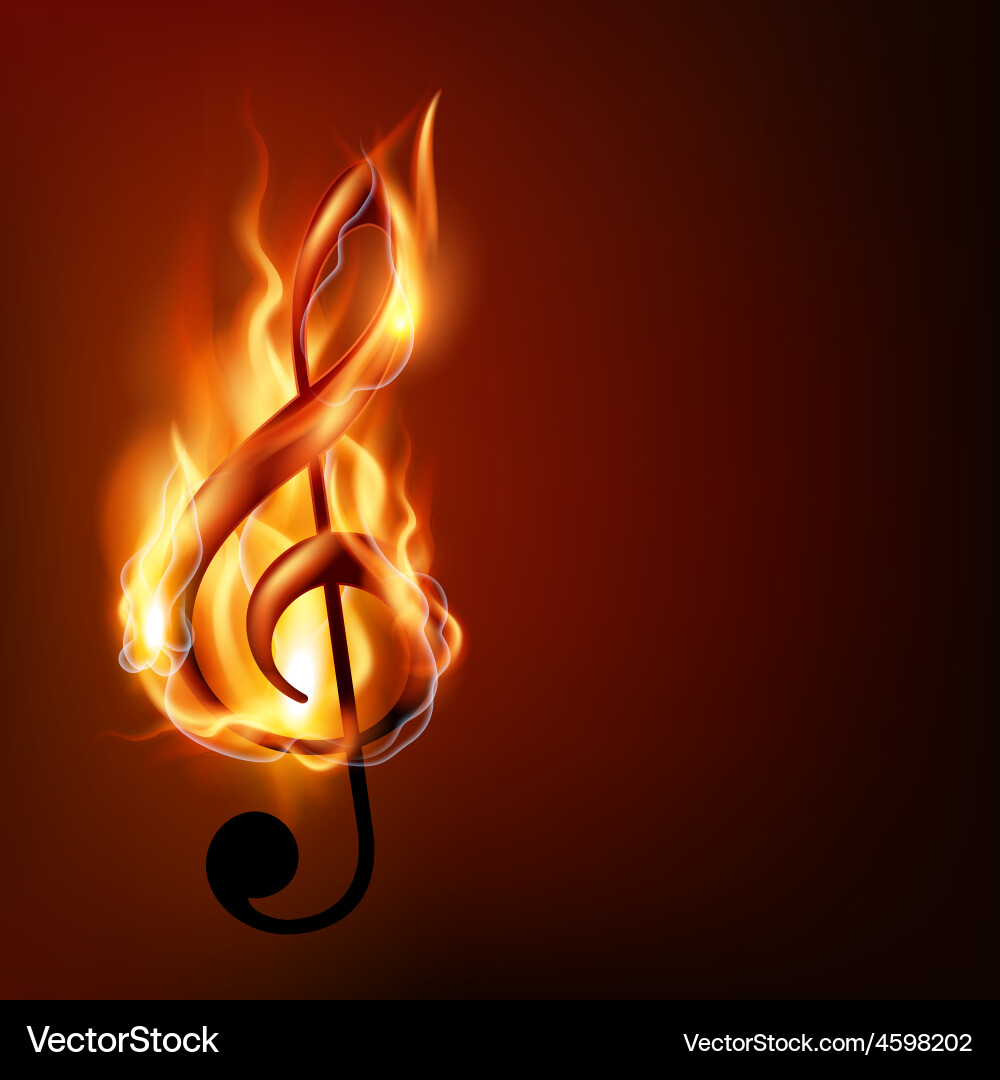 Burning music note Royalty Free Vector Image - VectorStock