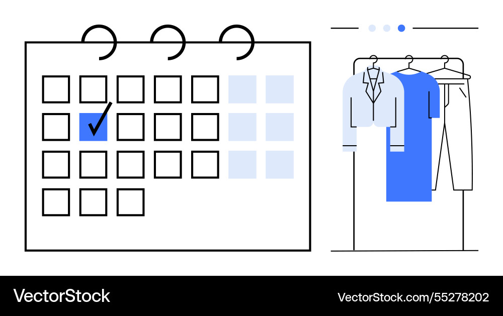 Calendar with checked date and wardrobe planning Vector Image