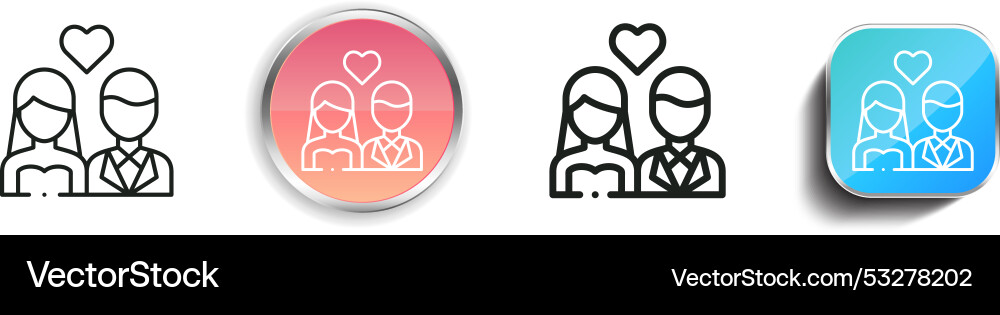 Couple icon thin linear regular and button style Vector Image