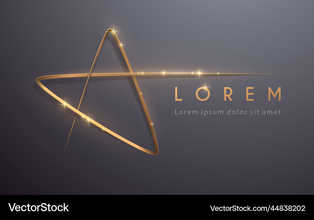 Gold star line template with glow effect Vector Image