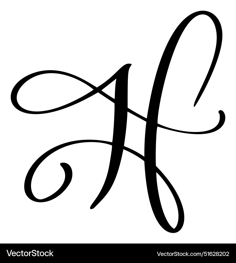 Hand drawn calligraphy letter h script Royalty Free Vector