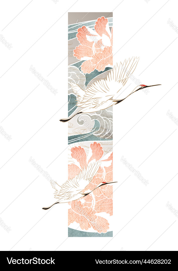 Japanese background with watercolor texture Vector Image