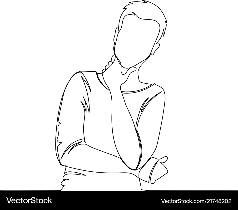 Man is thinking - continuous line drawing Vector Image