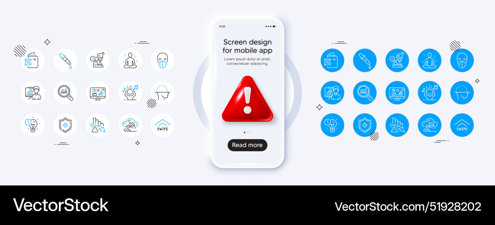 Medical shield face scanning and qr code line Vector Image