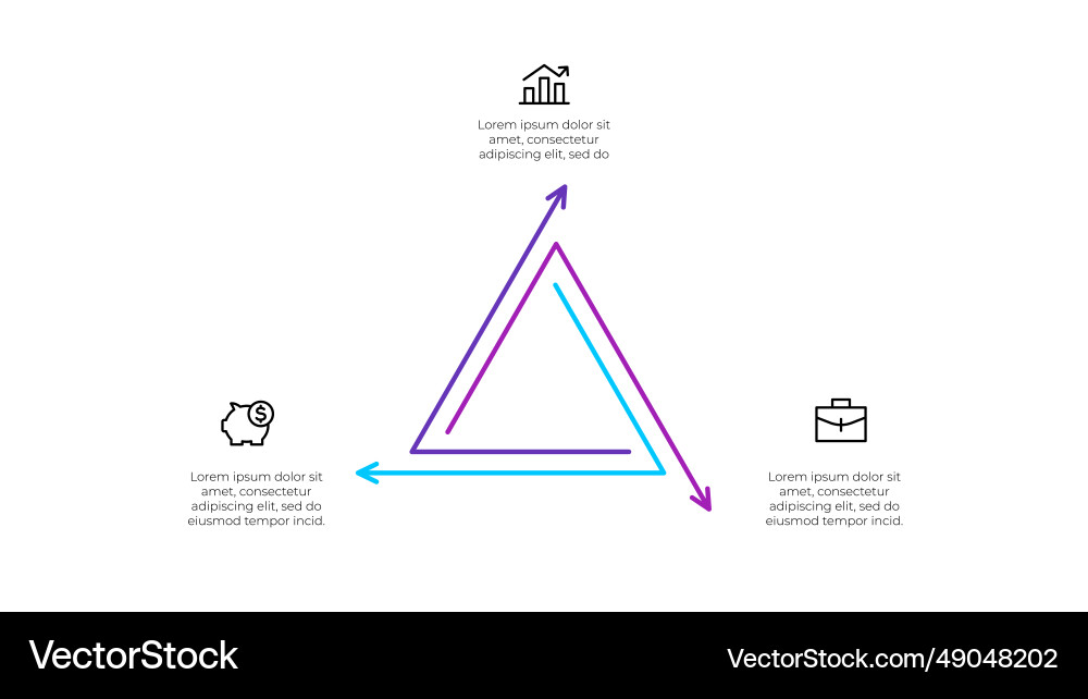 Outline triangle infographic cycle diagram Vector Image