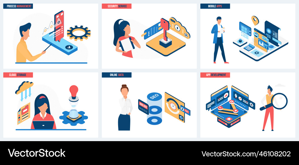 Process management and mobile application Vector Image