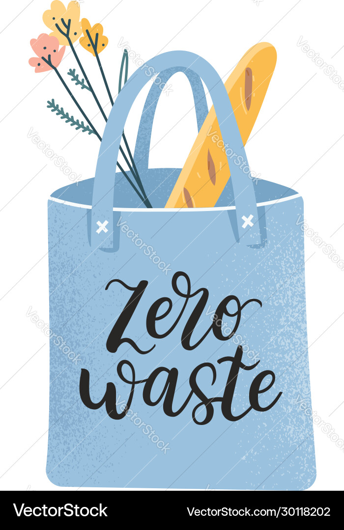 Reusable bag with lettering logo Royalty Free Vector Image