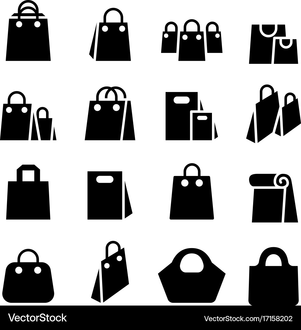 Shopping bag icon set Royalty Free Vector Image