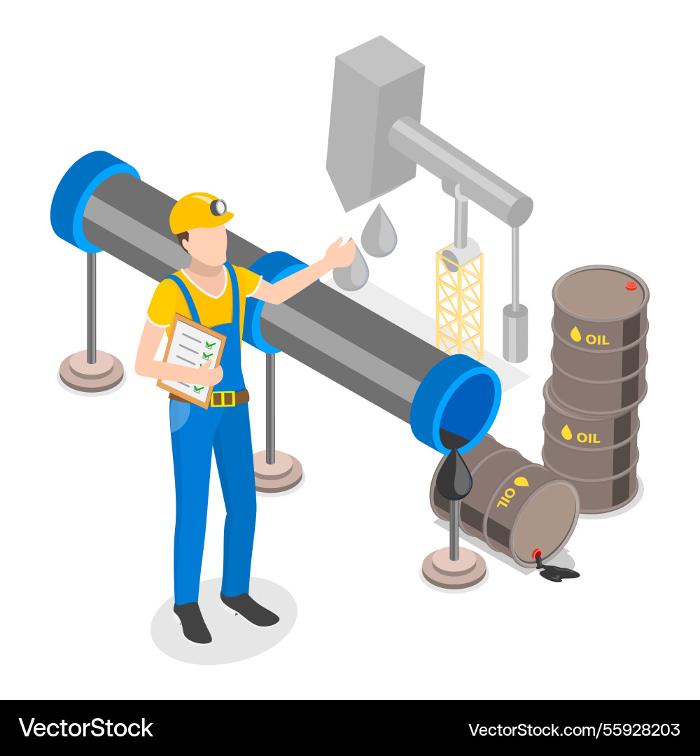 3d isometric flat of oil Royalty Free Vector Image