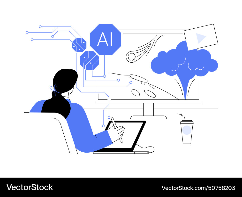Ai-enhanced post-production abstract concept Vector Image