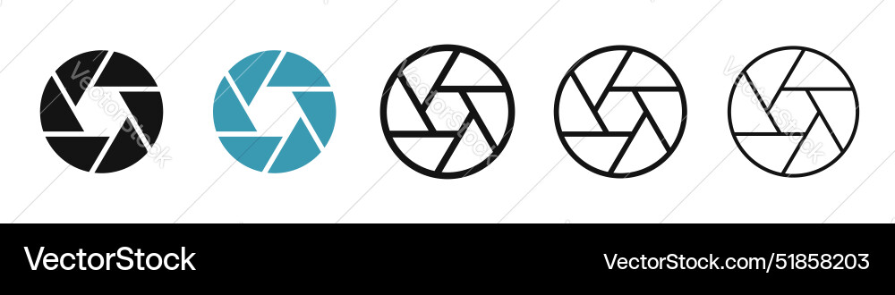 Aperture icon set in black and blue colors Vector Image