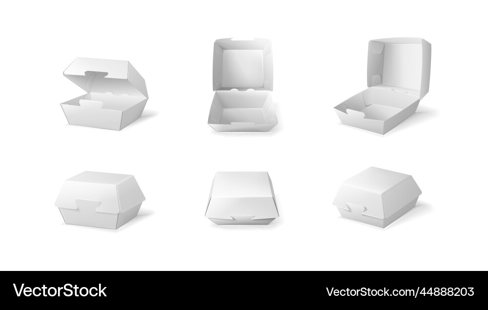 Burger box mockup set Royalty Free Vector Image