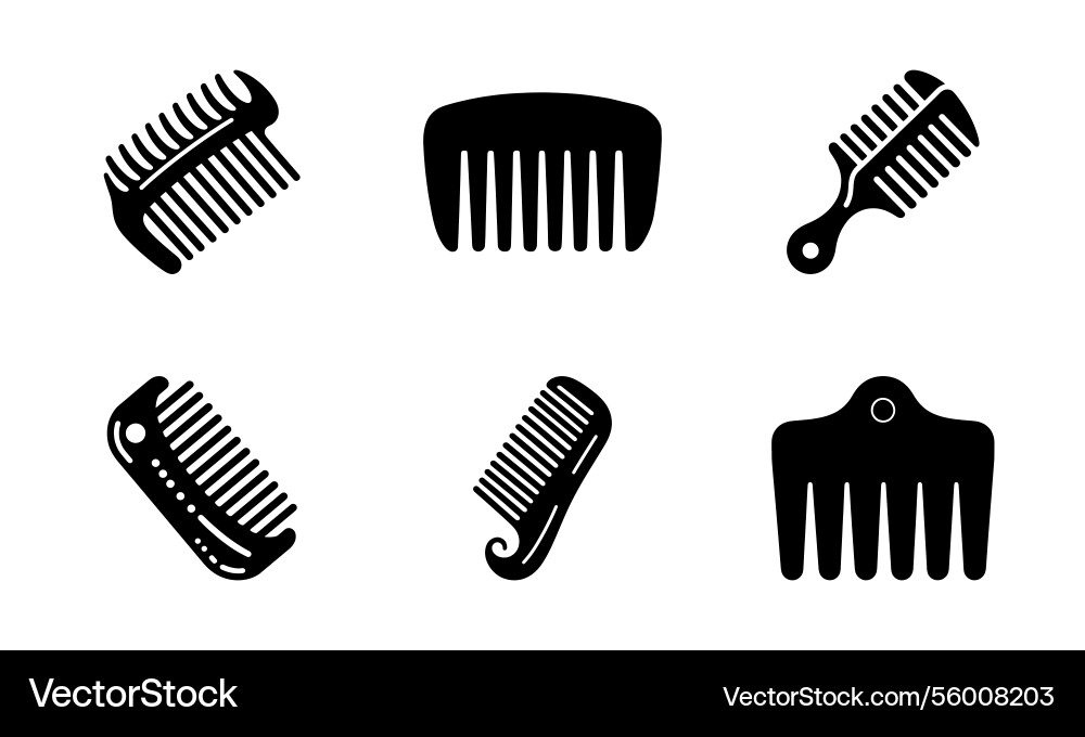 Creative hair comb silhouette collection Vector Image