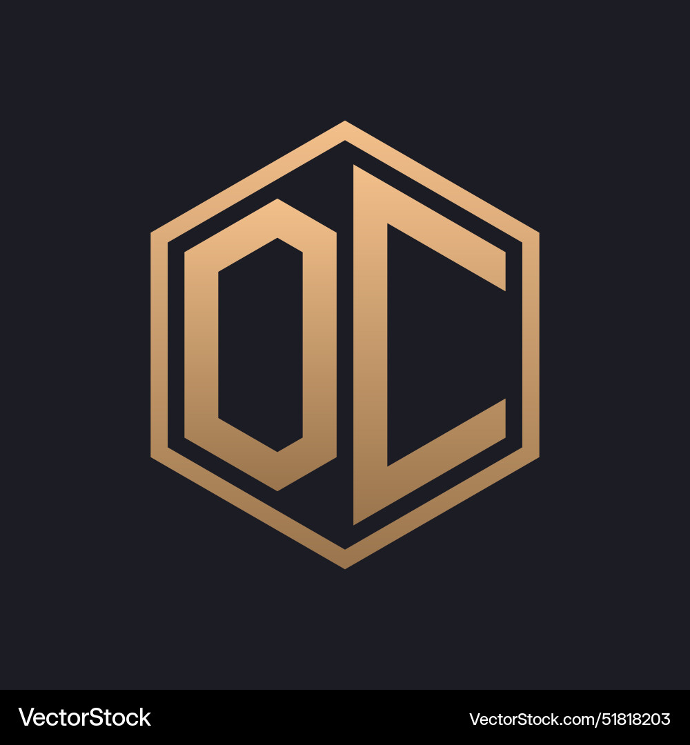 Elegant hexagon letter oc logo design initial Vector Image