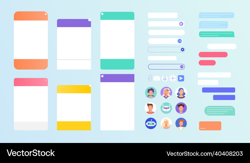 Flat chat bot windows mit user avatar message Vektorbild