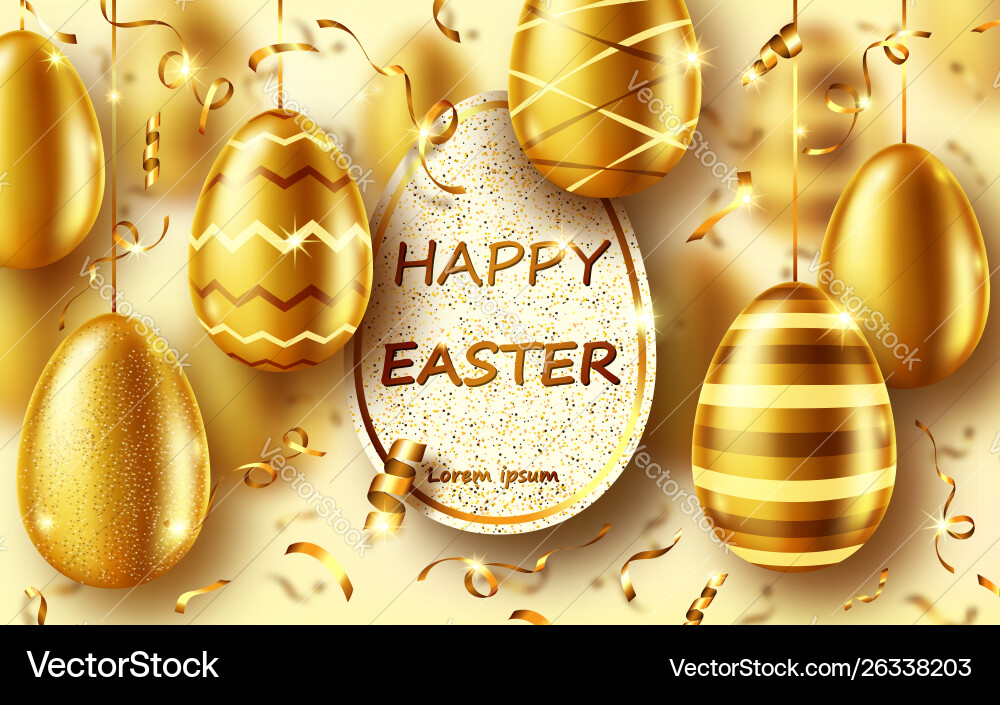 Golden eggs realistic easter sale banner Vector Image