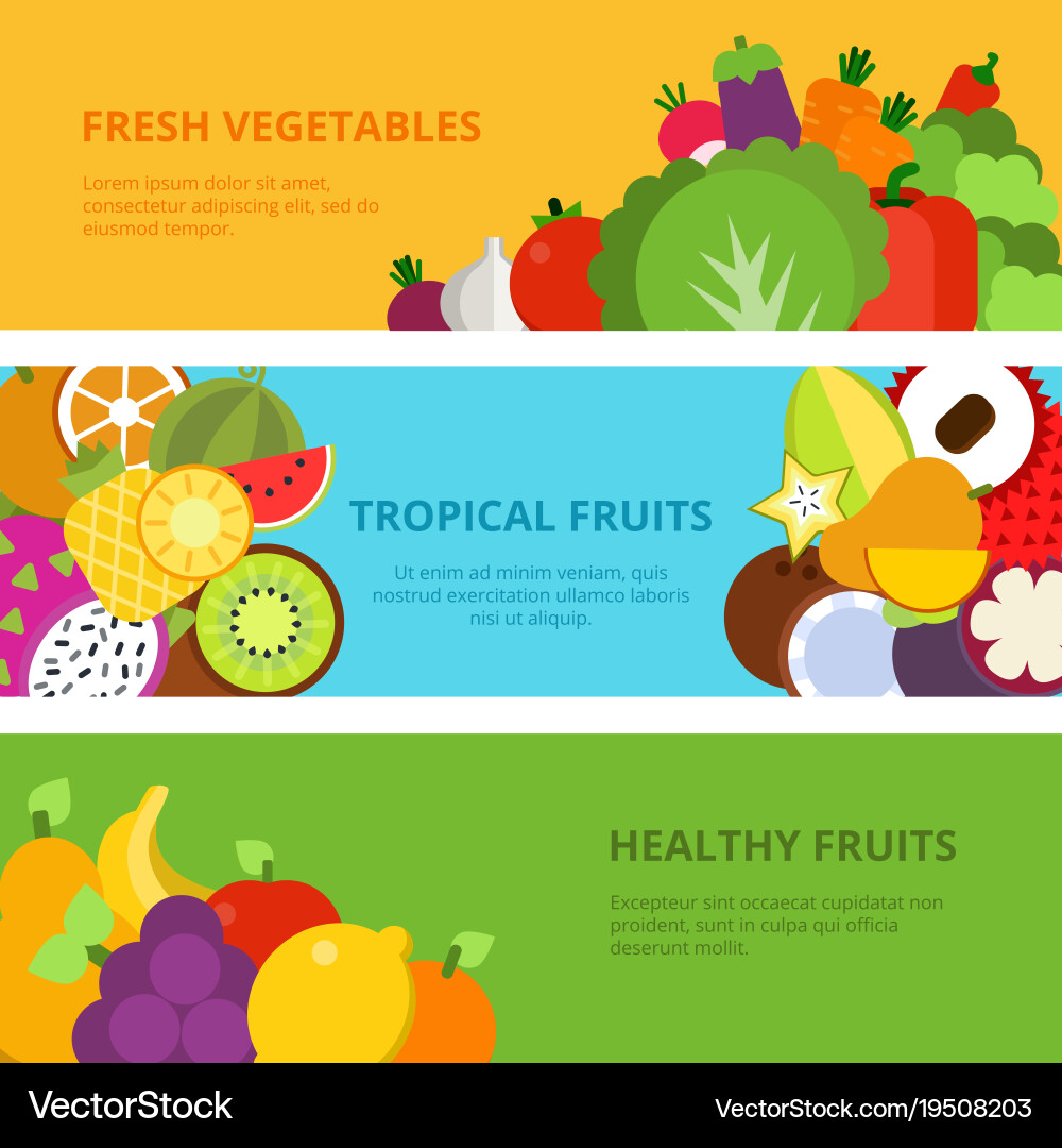 Horizontal banners with flat Royalty Free Vector Image