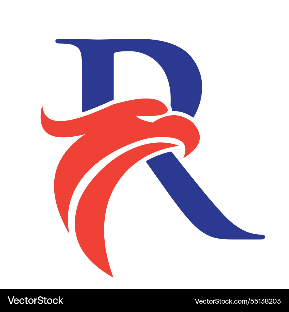 Initial letter r eagle logo eagle head logo Vector Image