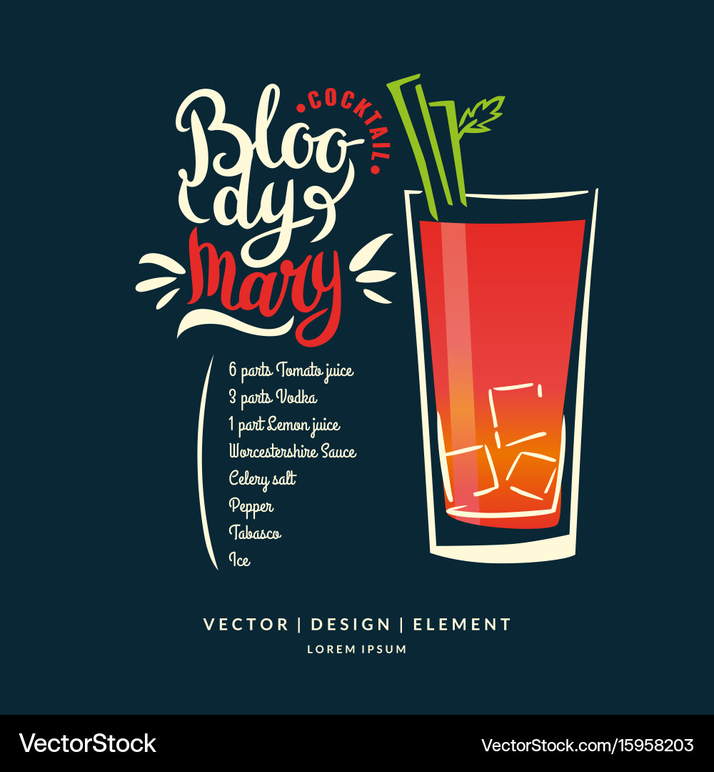 Modern hand drawn lettering label for cocktail Vector Image