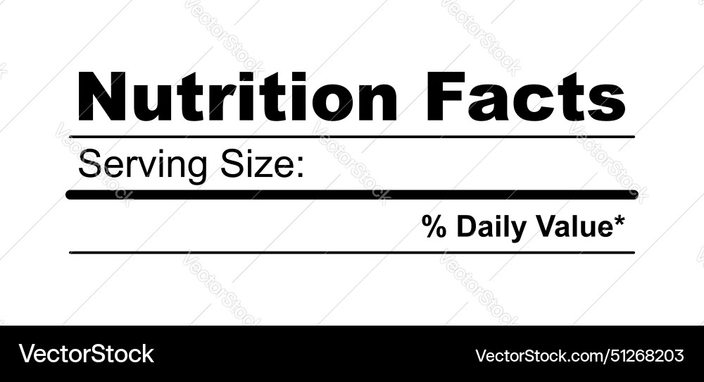 Nutrition facts information about Royalty Free Vector Image