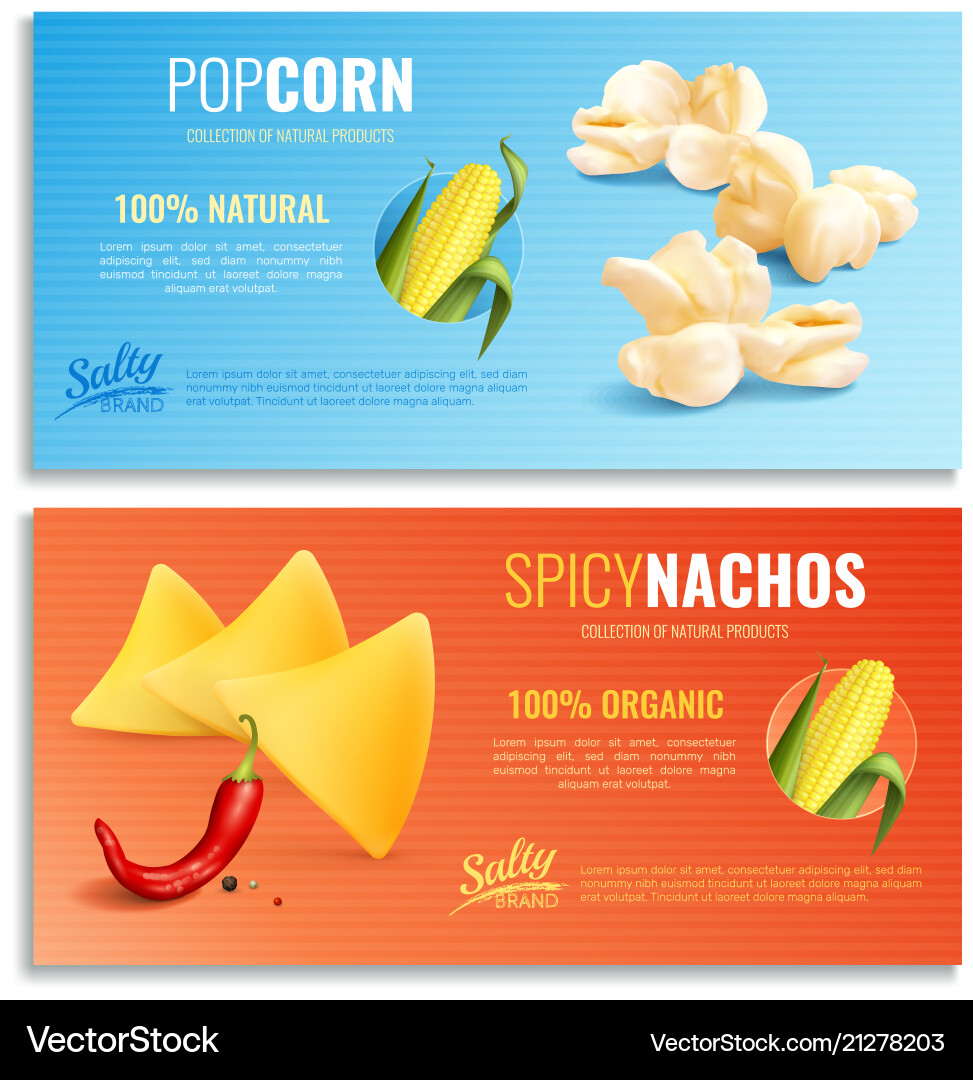 Realistic corn horizontal banners Royalty Free Vector Image