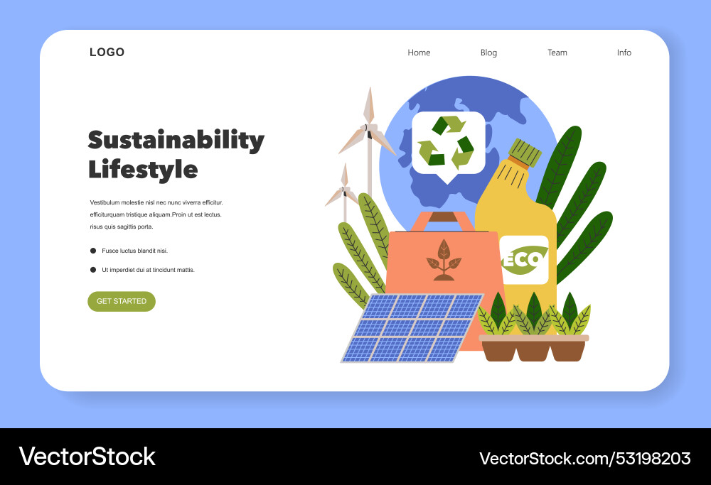 Sustainability lifestyle flat Royalty Free Vector Image