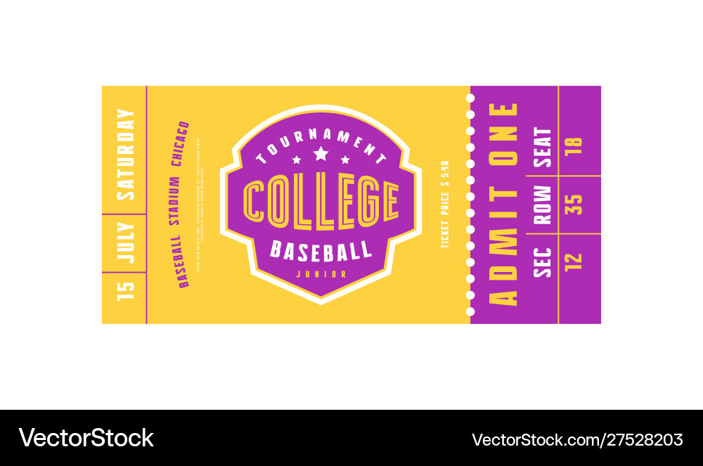 Template baseball ticket Royalty Free Vector Image
