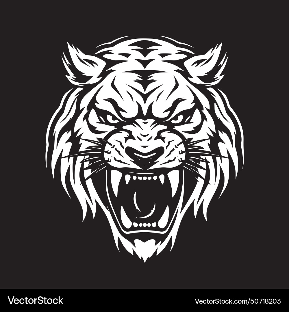 Tiger - black and white isolated icon Royalty Free Vector