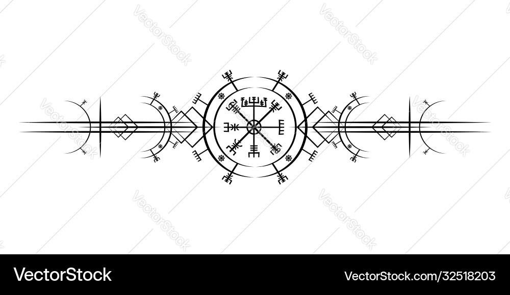 Vegvisir Compass Rune Magic Royalty Free Vector Image