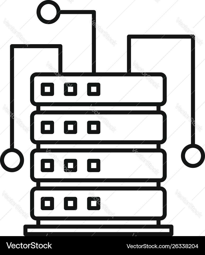 Ai server rack icon outline style Royalty Free Vector Image