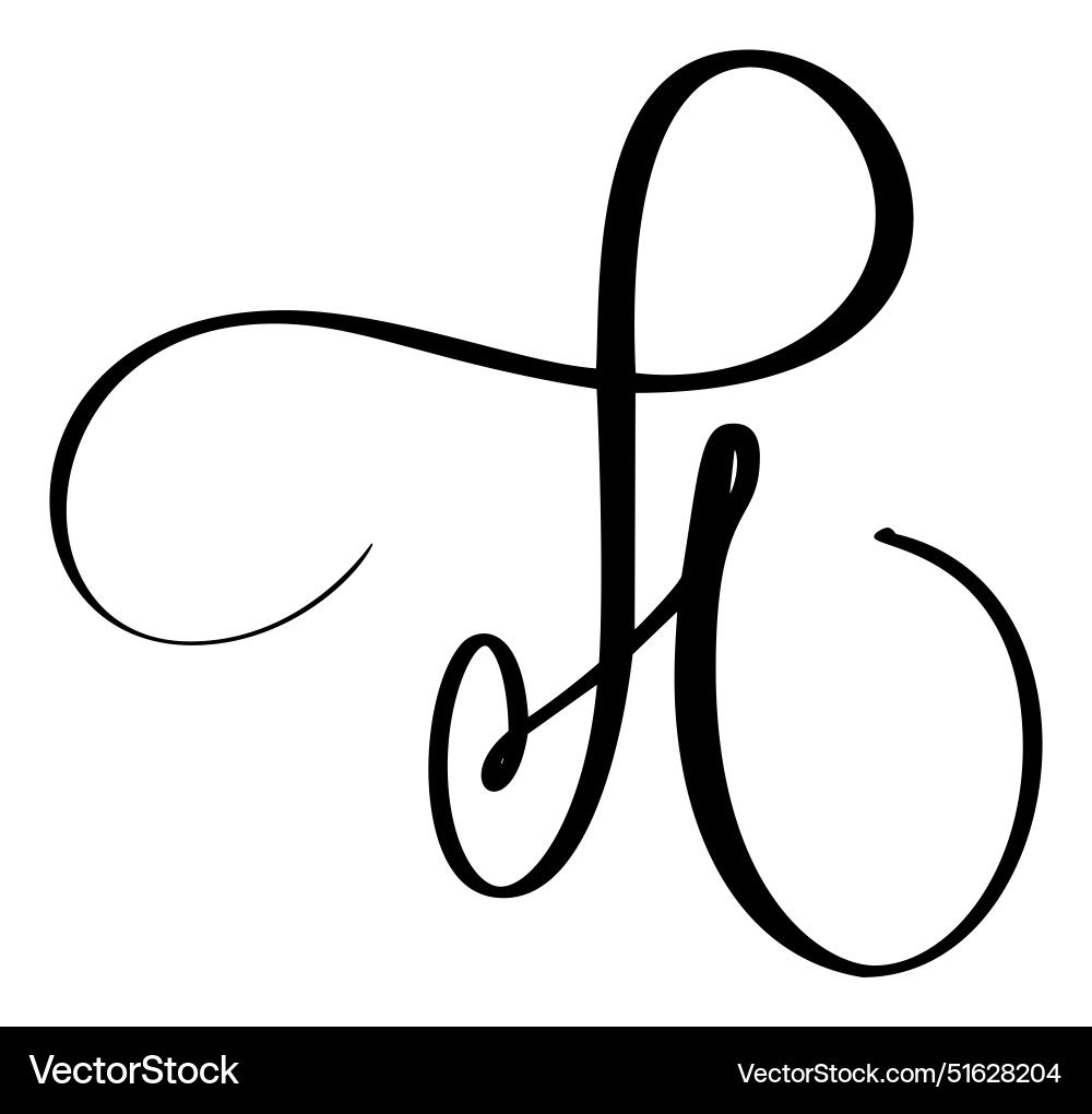 Calligraphy hand drawn capital letter h Royalty Free Vector