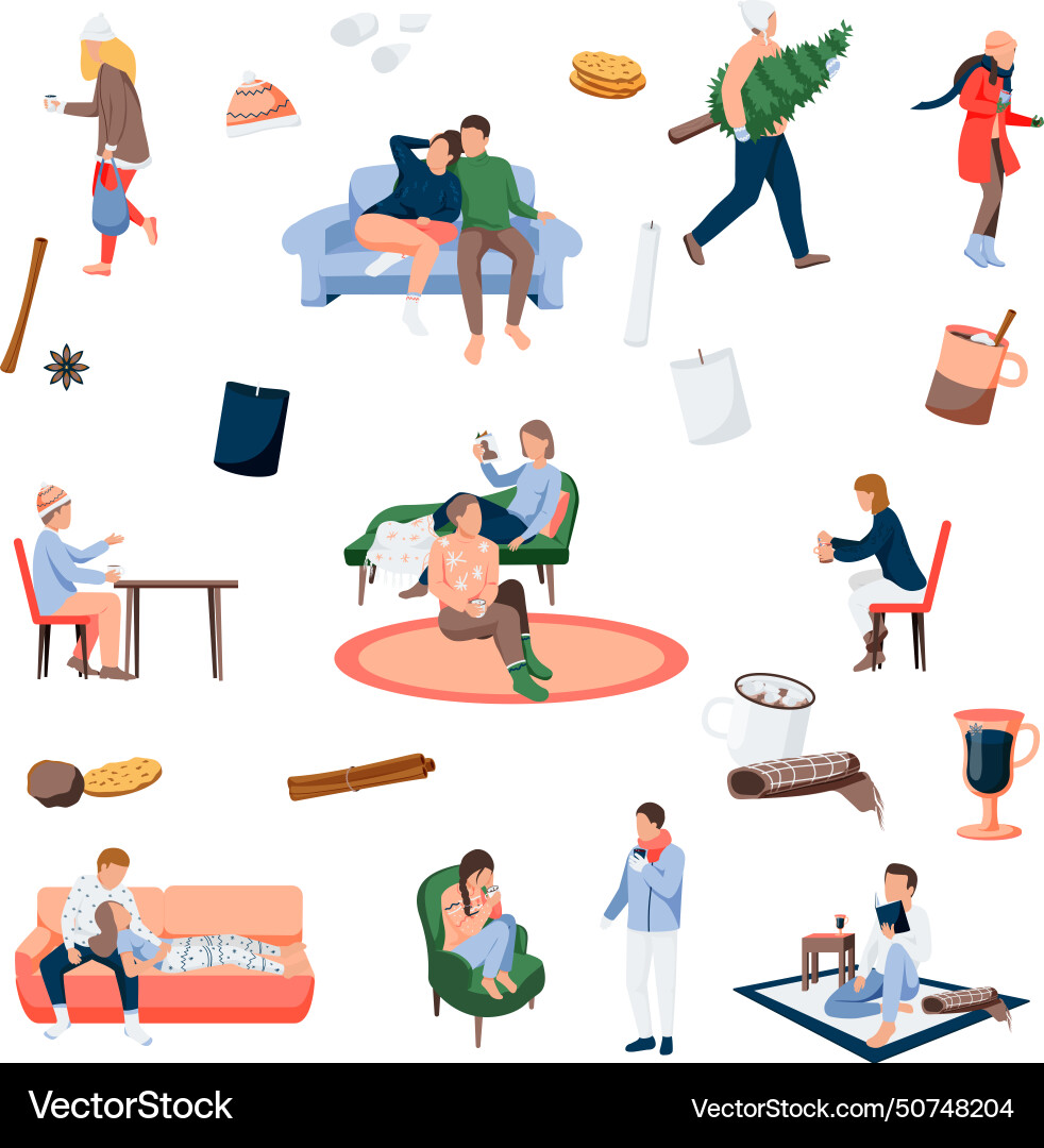 Christmas bustle icon set Royalty Free Vector Image